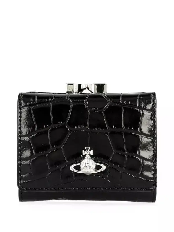 VIVIENNE WESTWOOD Small Orb Bas Relief Crocodile-effect Leather Wallet - Black