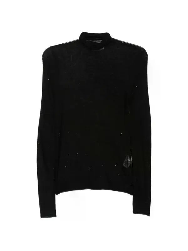 Majestic Filatures Semi-sheer Roll-neck T-shirt - Black