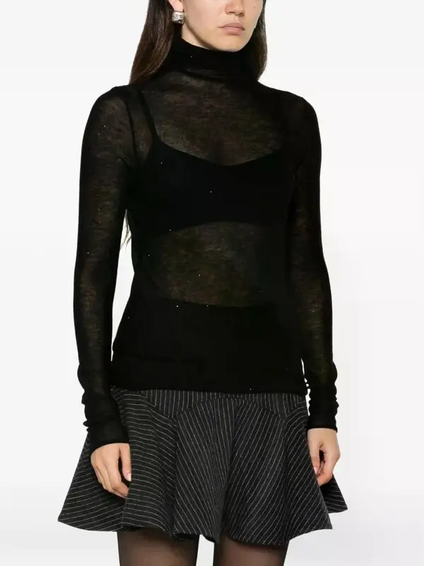 Majestic Filatures Semi-sheer Roll-neck T-shirt