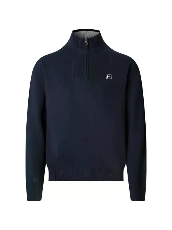 HACKETT  Quarter-zip Logo-embroidered Sweater