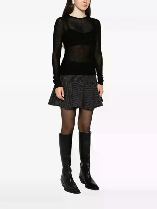 Majestic Filatures Semi-sheer Long-sleeve T-shirt - Black