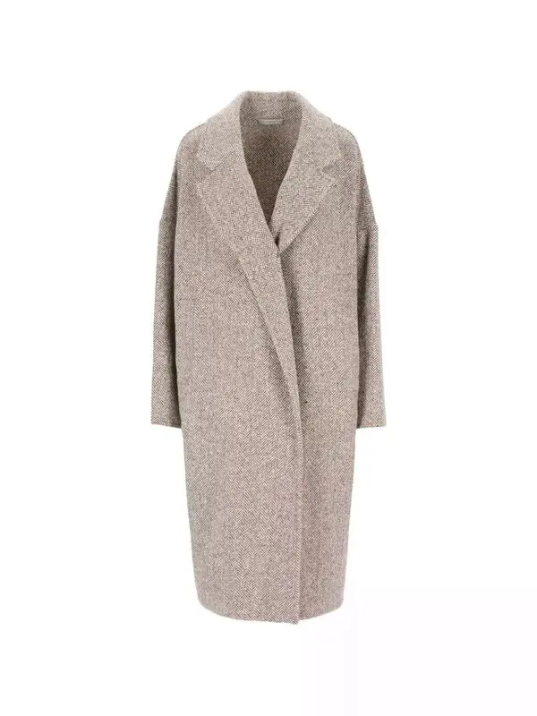Dusan Oversized Herringbone Coat - Brown