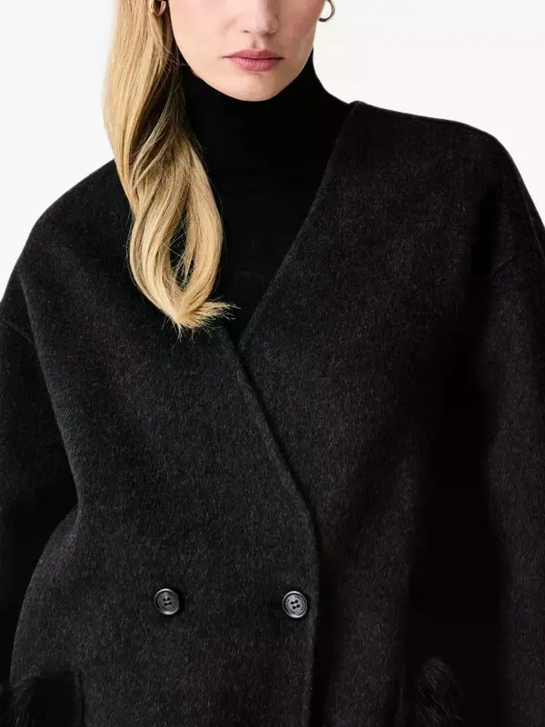 FRACOMINA Faux-fur Trim Double-breasted Coat