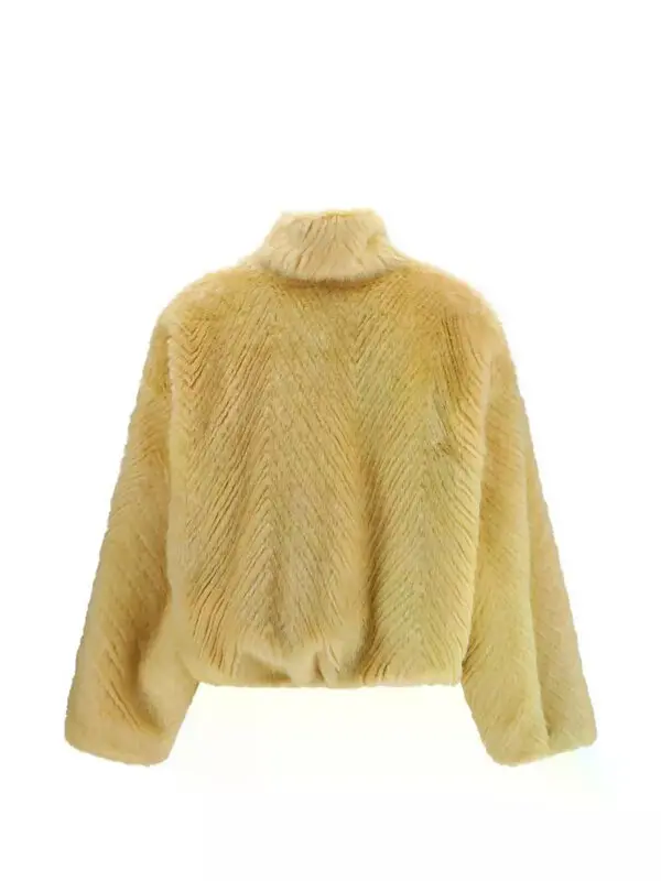 FORTE_FORTE Chevron Faux Fur Jacket