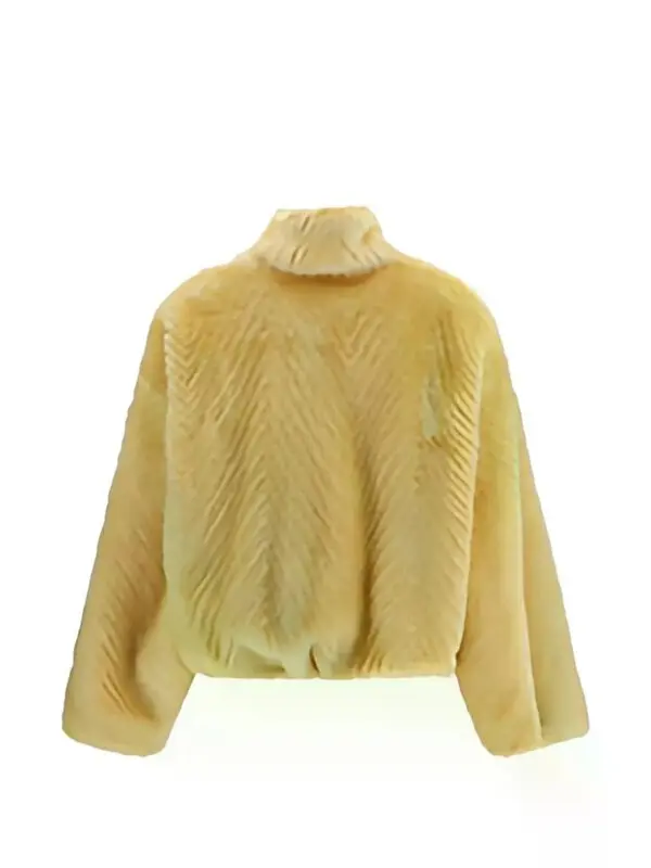 FORTE_FORTE Chevron Faux Fur Jacket