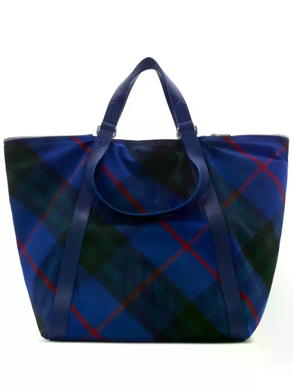 Burberry Festival Checked Tote Bag - Blue