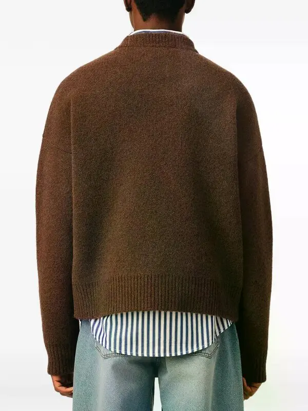 AMI Paris Crewneck Alpaca Sweater With De Coeur