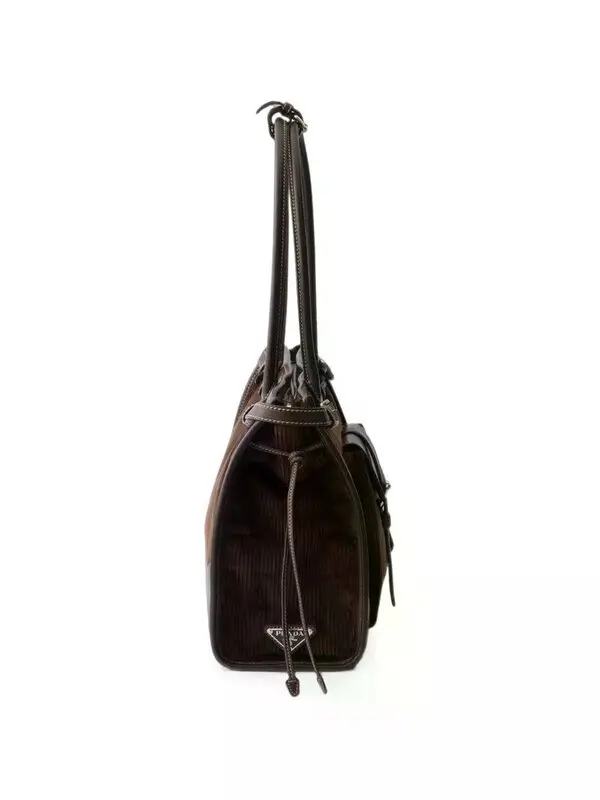 Prada Bonnie Large Corduroy And Leather Handbag