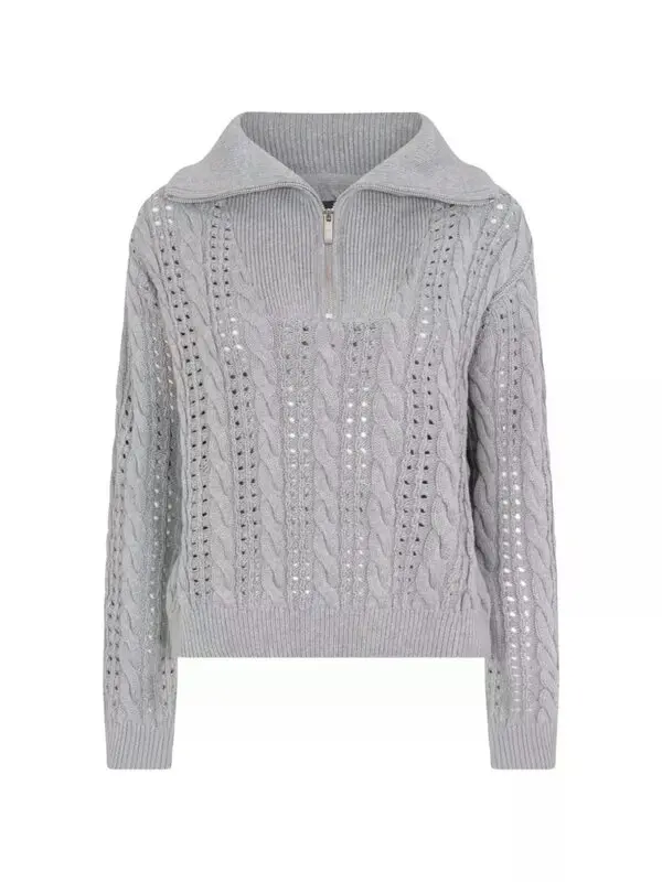 IZAAK AZANEI Cable-knit Quarter-zip Sweater - Grey