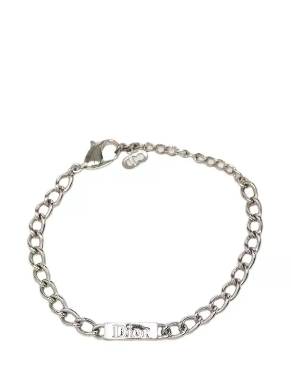 Dior 20th Century Brass Logo Chain Link Bracelet Costume Bracelet - Silver