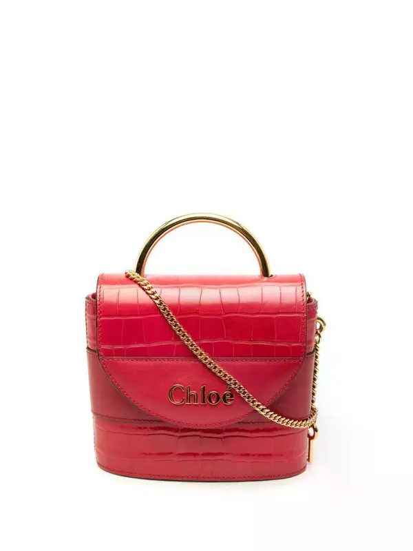 Chloé 2020 Croc Embossed Leather Aby Lock Satchel