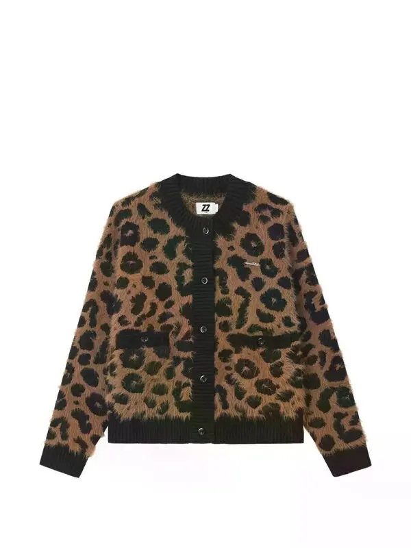 Izzue Leopard-print Brushed-knit Cardigan