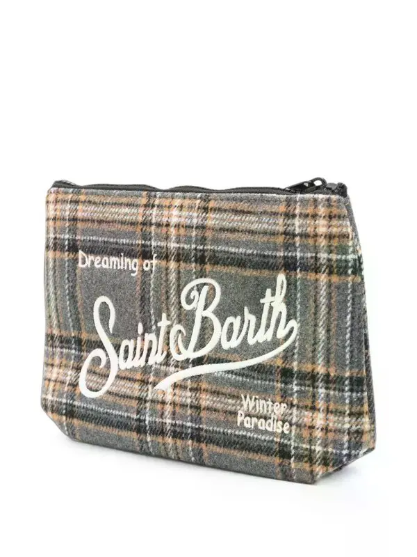 MC2 SAINT BARTH Aline Tartan Embroidered-logo Clutch Bag