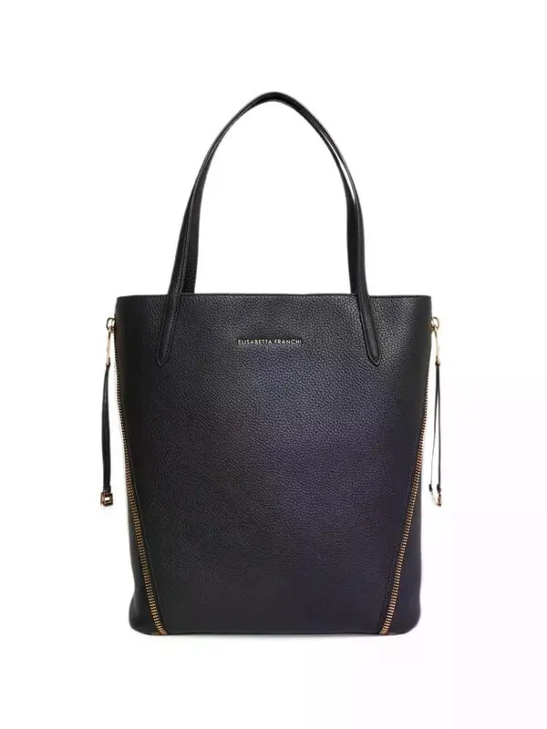 Elisabetta Franchi Zip-detail Pebbled Tote Bag - Black