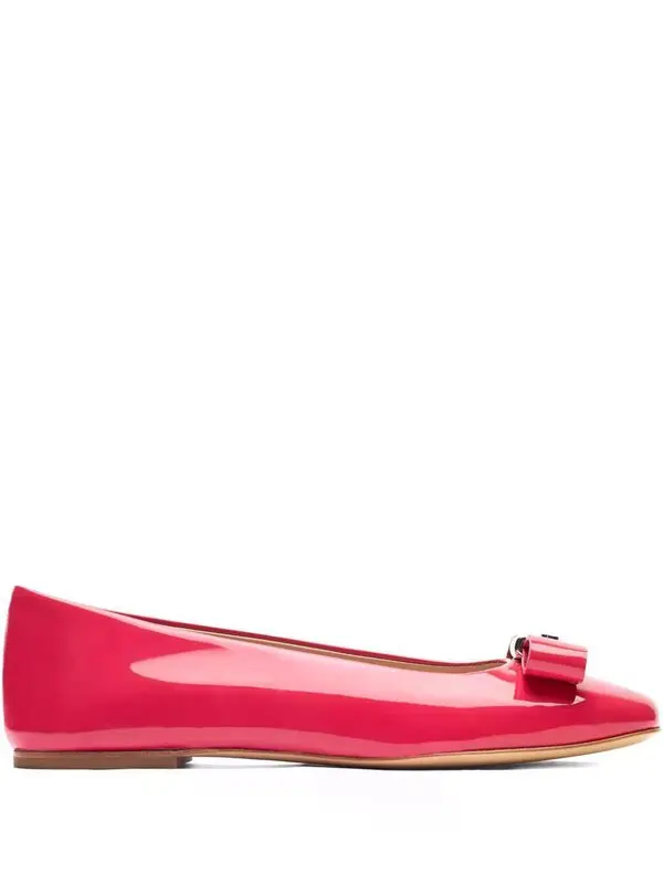 Casadei Bow-embellished Patent-leather Ballet Flats