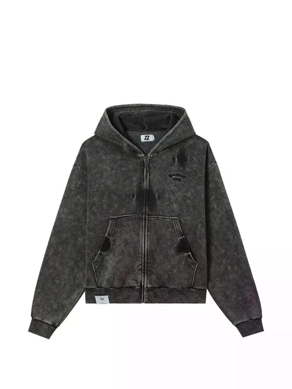 Izzue Acid-wash Logo-embroidered Hoodie