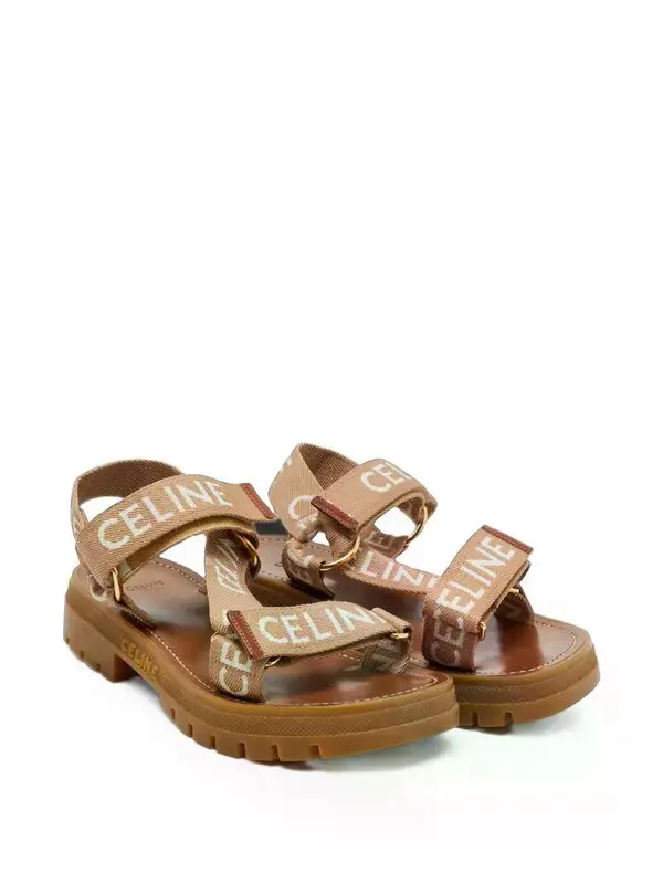 Celine Leo Jacquard Slingback Sandals - Neutrals