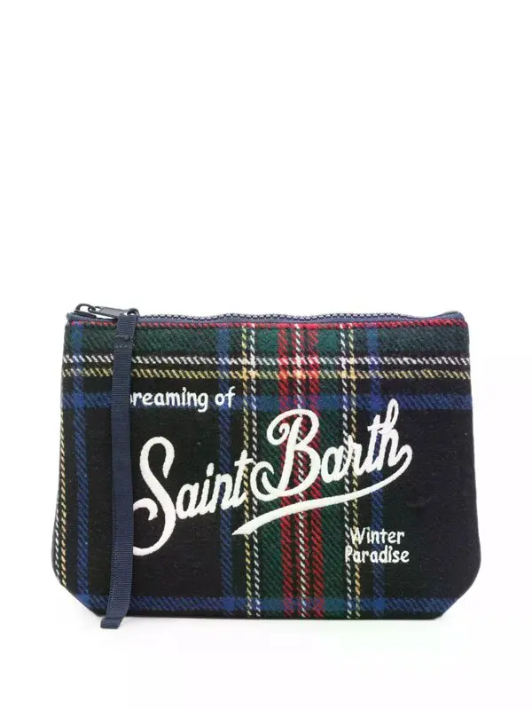 MC2 SAINT BARTH Aline Tartan-check Embroidered Clutch Bag