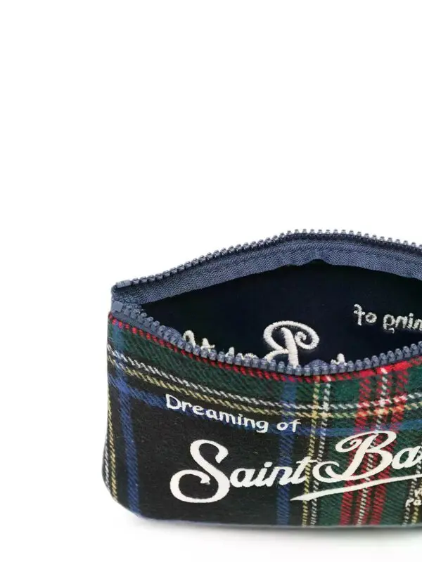 MC2 SAINT BARTH Aline Tartan-check Embroidered Clutch Bag