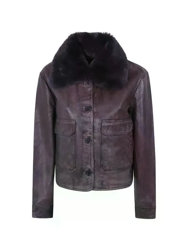JCSOPHIE Shearling-collar Leather Jacket