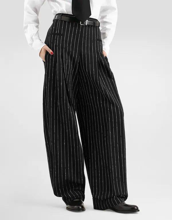 Dolce & Gabbana Pinstripe Virgin Wool Trousers Collection