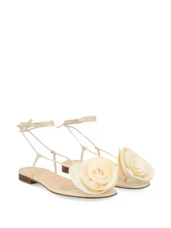 Magda Butrym Silk Flower Tie-fastening Sandals - Neutrals