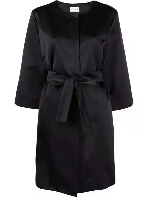 P.a.r.o.s.h Satin-finish Belted Coat Dress - Blue