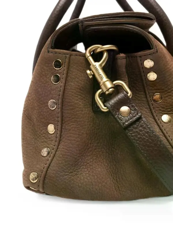 ZANELLATO Small Dotta Jones Stud-embellished Tote Bag - Brown