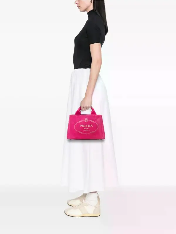 Prada 2013-2026 Small Canvas Canapa Logo Tote Satchel