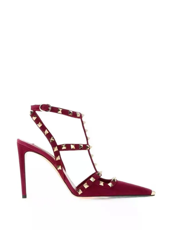 Valentino Garavani Rockstud Suede Pumps 100mm - Red