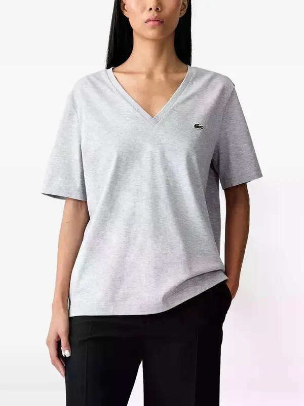Lacoste Logo-patch V-neck T-shirt - Grey