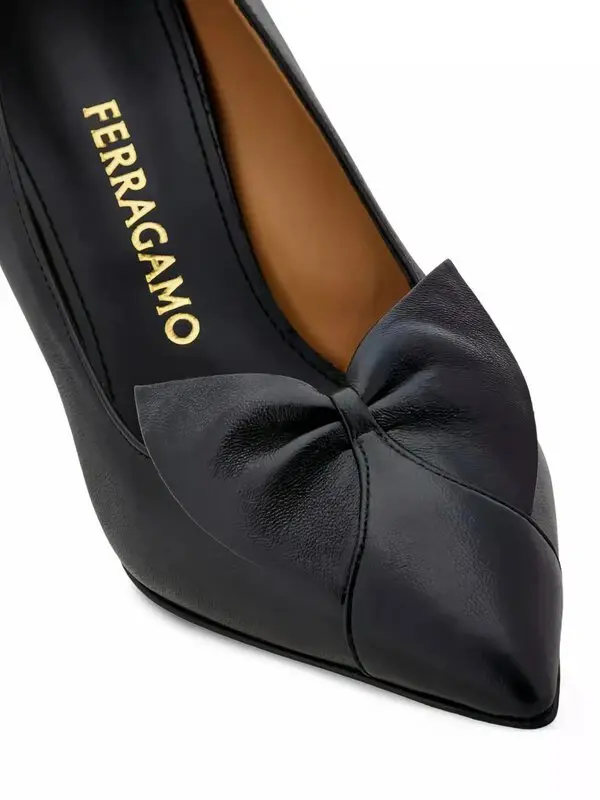 FERRAGAMO Point-toe Bow-detail Heeled Pumps