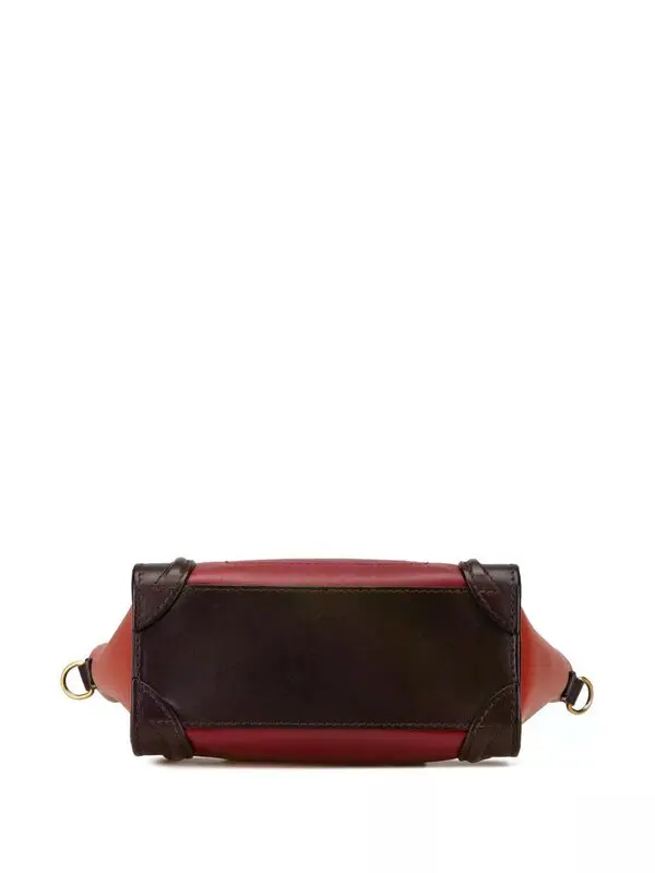 Celine 2013 Nano Tricolor Leather Luggage Tote Satchel - Red