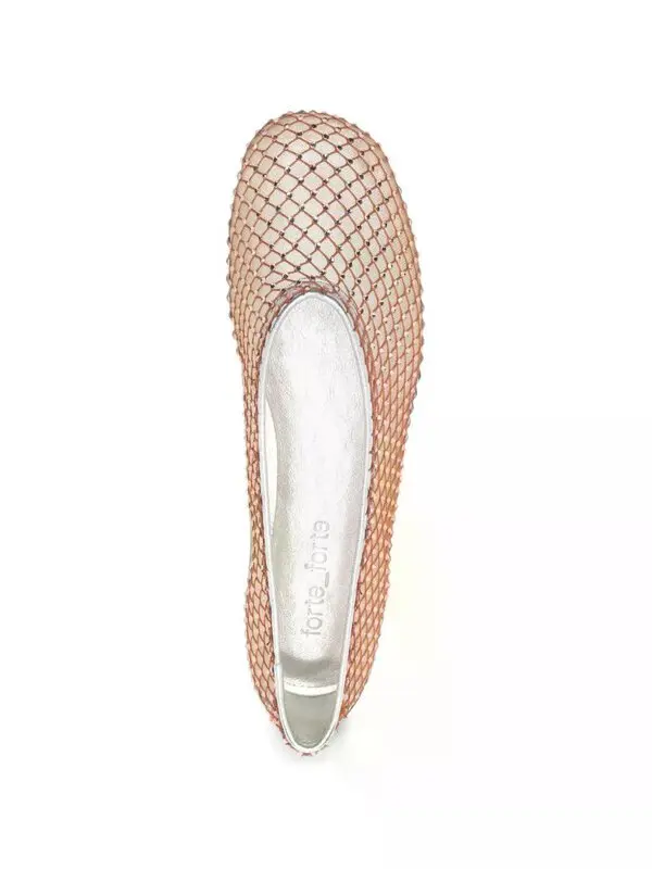 FORTE_FORTE Strass-embellished Mesh Ballet Flats