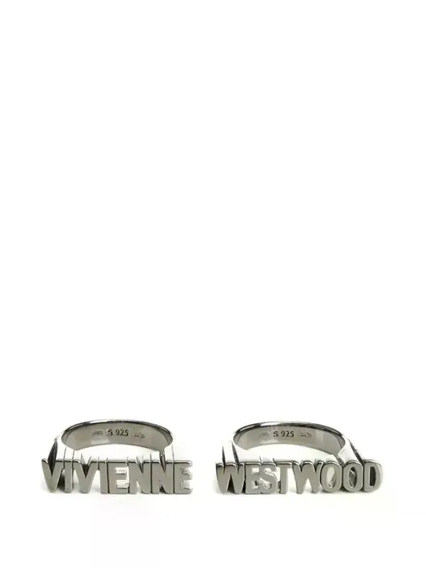 VIVIENNE WESTWOOD Essex Logo-lettering Rings - Silver