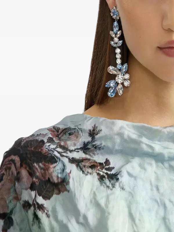 Erdem Crystal-embellished Floral-motif Earrings - Silver