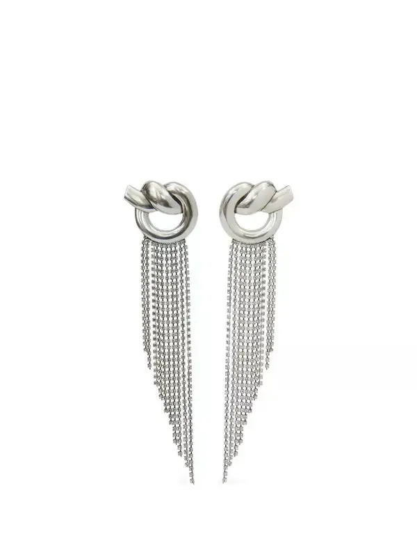 Isabel Marant Étoile Knot-detail Rhinestone-fringe Earrings - Silver