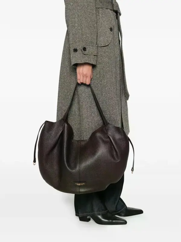 THE BRIDGE Grained-leather Shoulder Bag - Brown