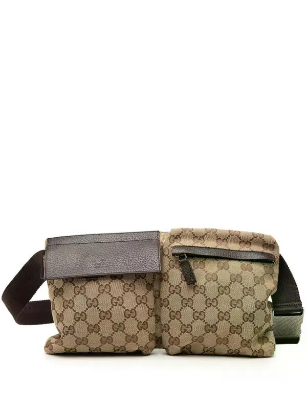 Gucci 2000-2015 Gg Canvas Double Pocket Belt Bag - Neutrals