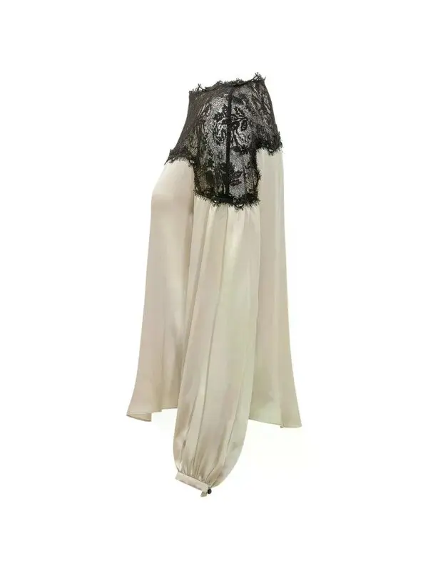 Isabel Marant Étoile Azare Lace-trim Satin-finish Blouse - Neutrals