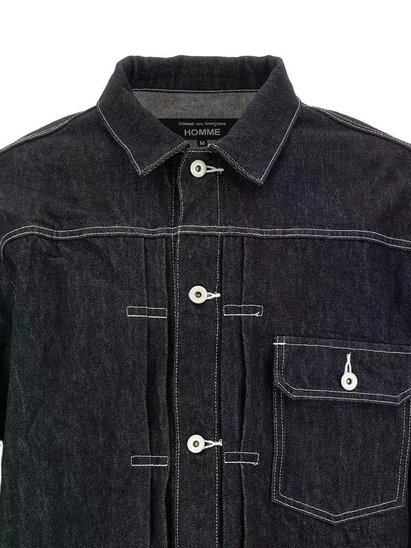 Comme Des Garçons Pleated-detail Denim Jacket