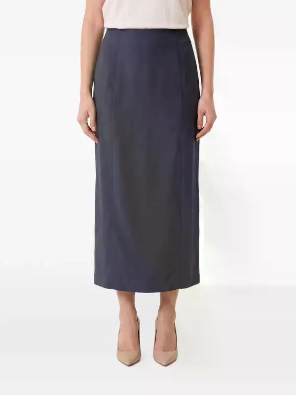 Brunello Cucinelli Vertical-seam Straight-cut Maxi Skirt - Blue