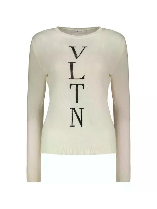 Valentino Garavani Vltn Logo-intarsia Sweater - Neutrals
