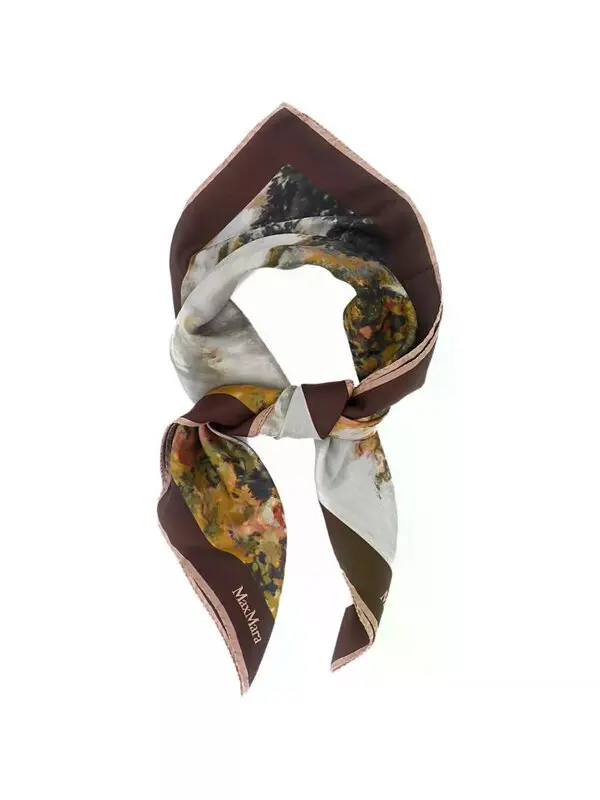 Max Mara Graphic-print Silk Scarf - Brown