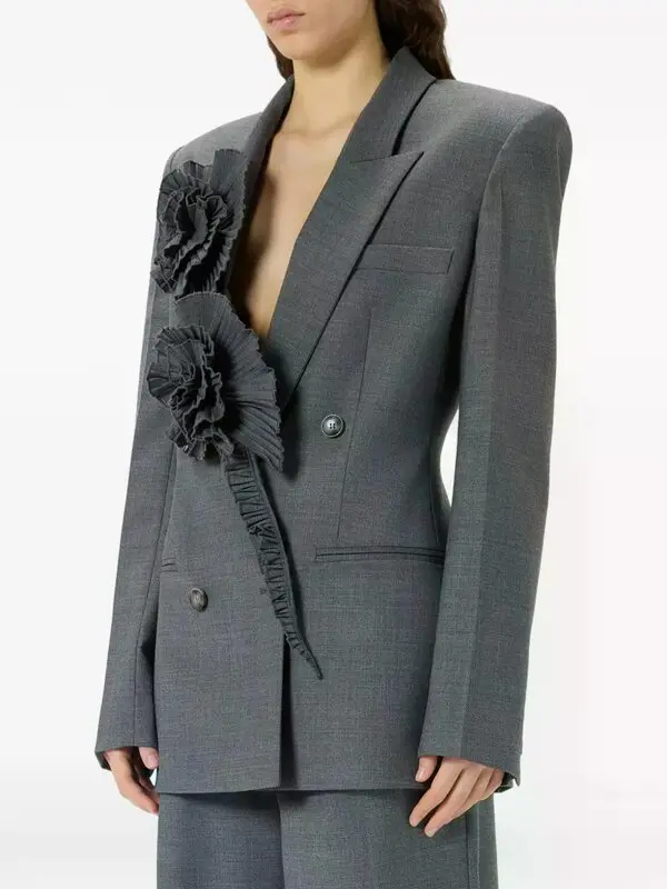 Blumarine Pleated Rose-embellished Blazer
