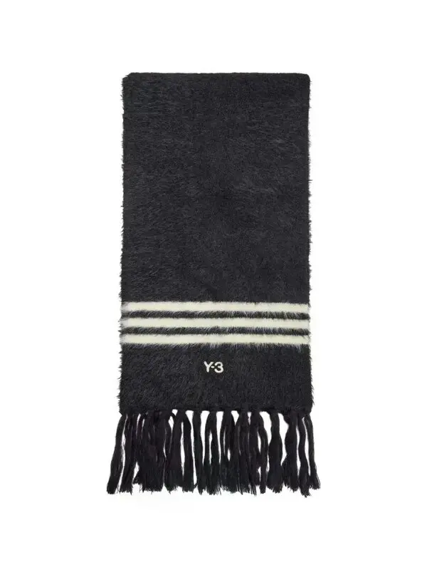 Y3 3-stripes Fringed Scarf