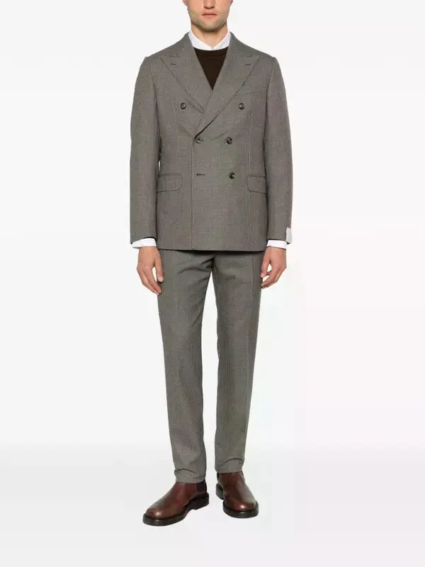 Caruso Double-breasted Micro-check Suit