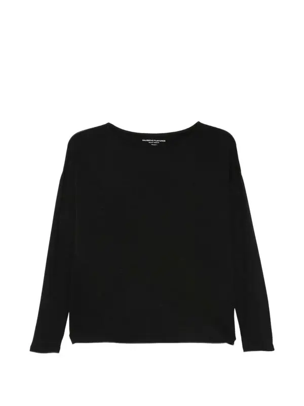 Majestic Filatures Boat-neck Long-sleeve T-shirt - Black