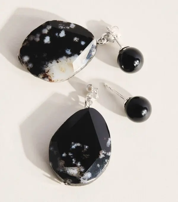 Completedworks Sterling Agate And Onyx Drop Earrings