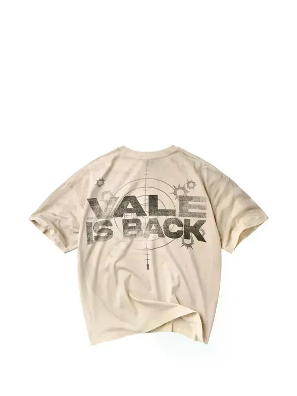 VALE FOREVER Is Back Distressed Logo-print T-shirt